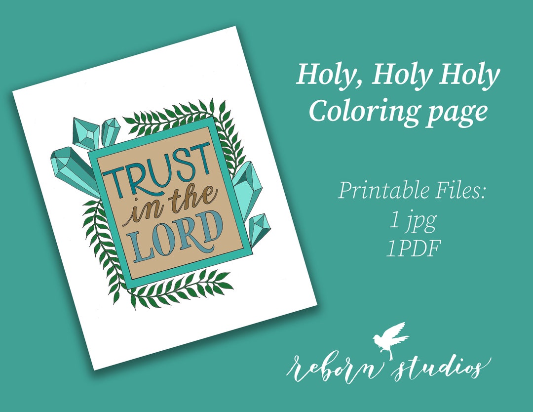 Coloring Page Printable | Trust in the Lord Jewel and Vine Design - Etsy