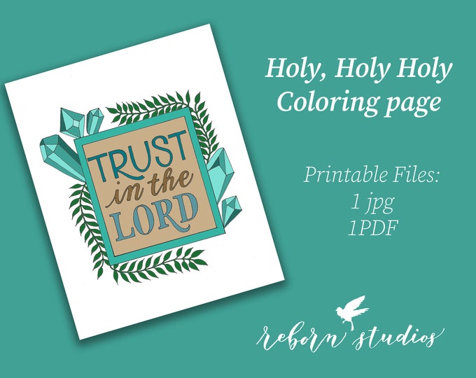 Coloring Page Printable | Trust in the Lord Jewel and Vine Design - Etsy