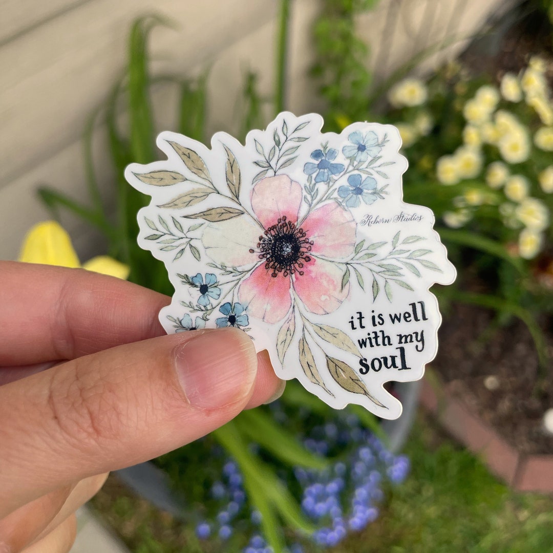 It is Well Hymn Sticker, Floral Watercolor Clear Vinyl Sticker - Etsy