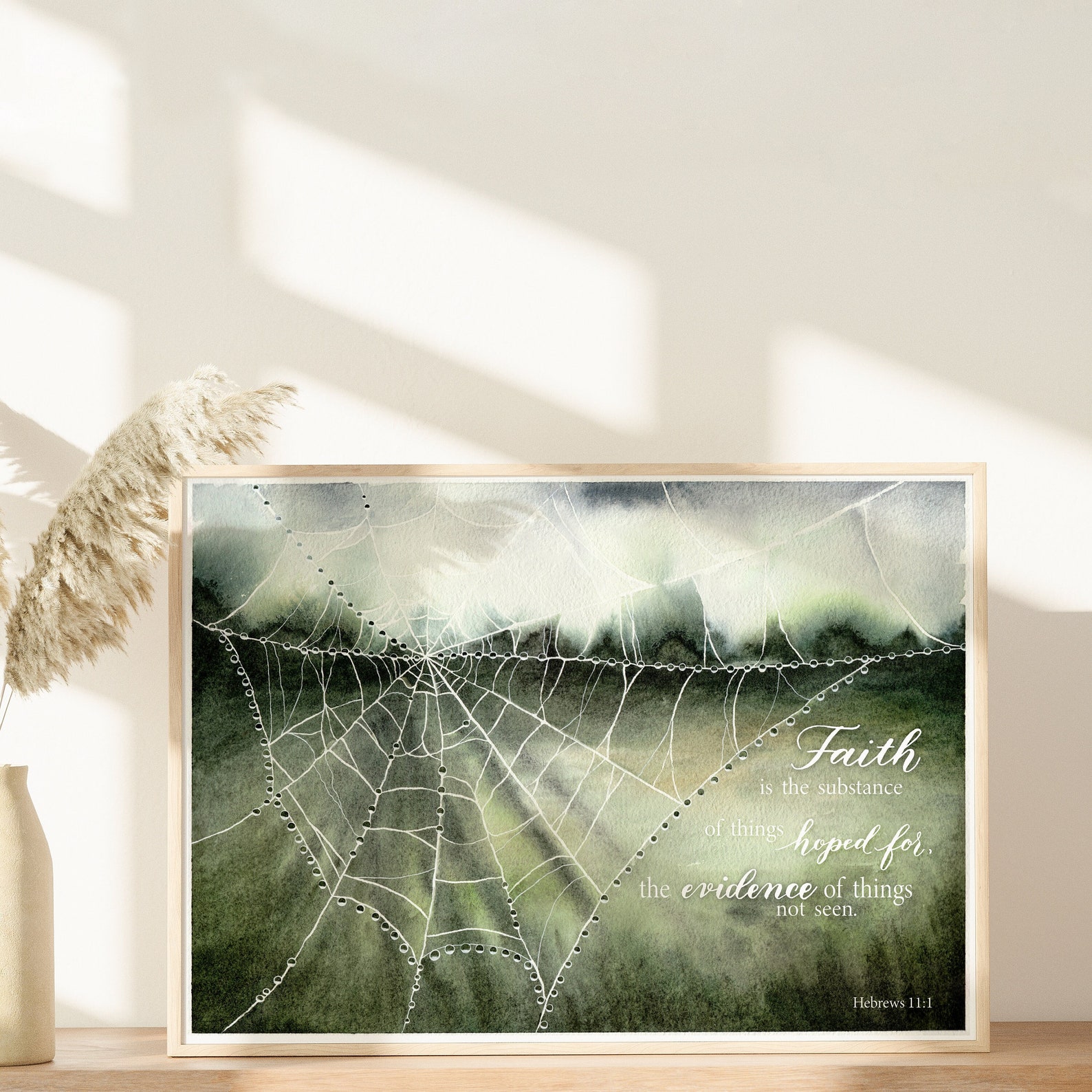 Spiderweb Landscape Watercolor Bible Verse Art Print | Hebrews 1:11 - Etsy