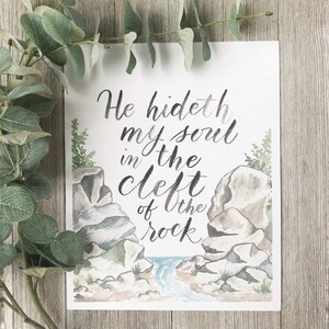 He Hideth My Soul - Watercolor Painting and Lettering - Hymn Print ...