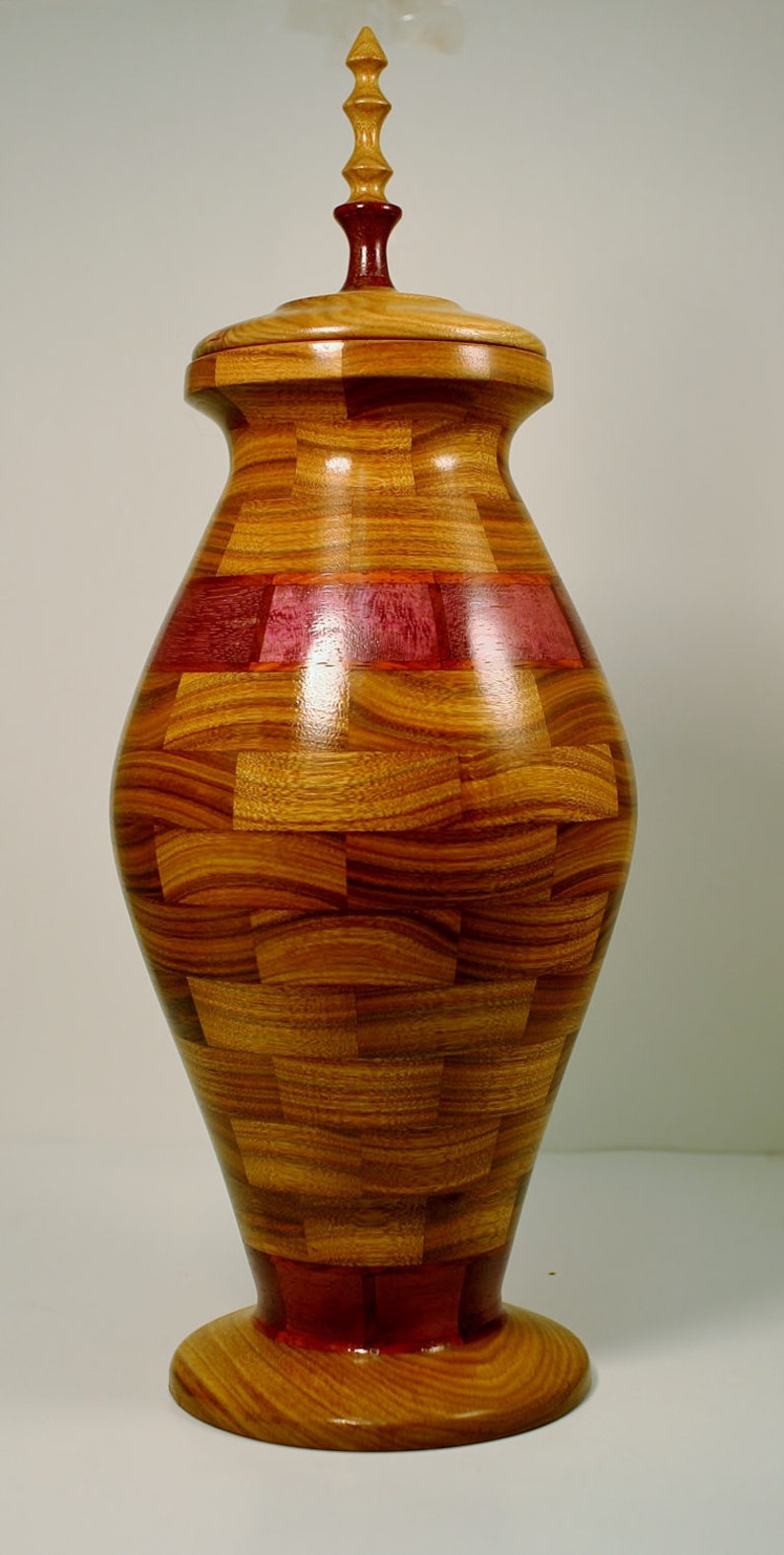 This Hand Crafted Segmented Wooden Urn is Made With Canarywood,paduak ...