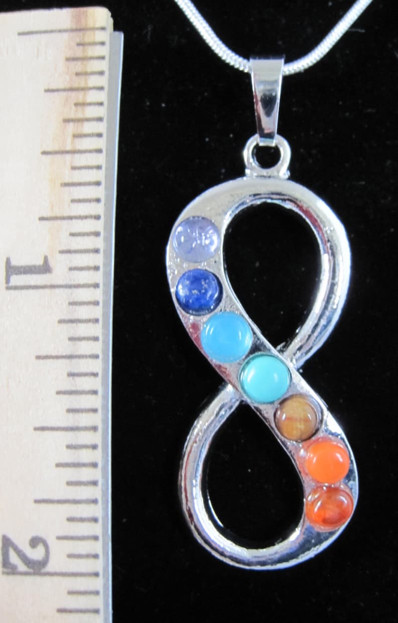 Infinity Symbol Chakra Multi-stone Pendent With Free 18" 925 Stamped ...