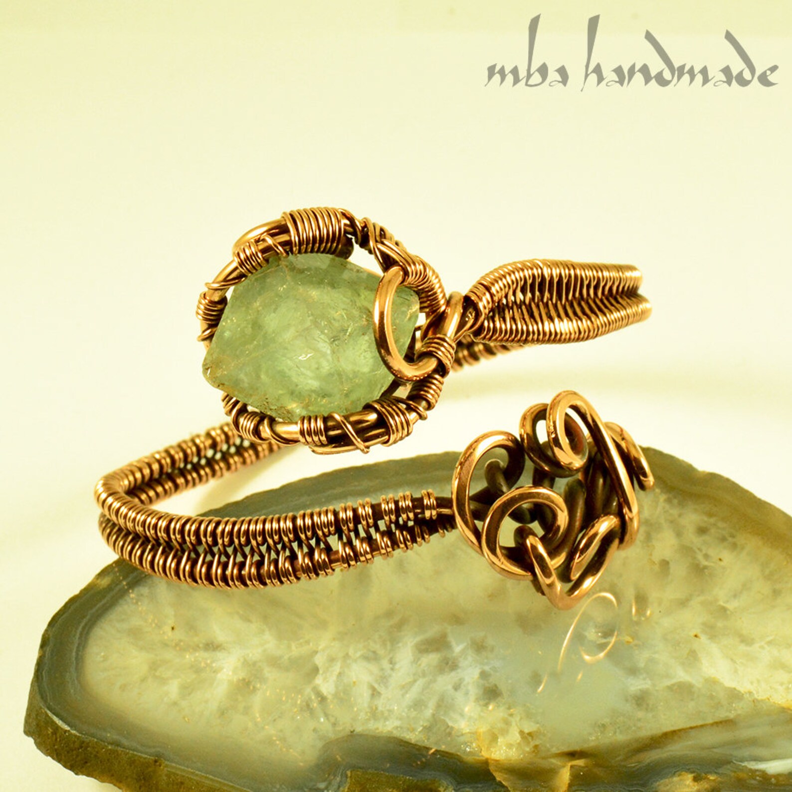 Octahedral Fluorite Crystal Antiqued Copper Cuff Bracelet Wire Wrapped ...