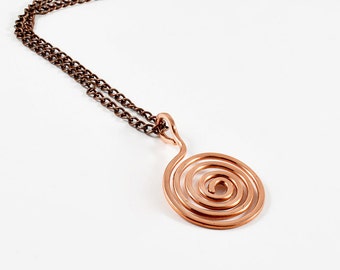 Hammered Pure Copper Spiral Viking Pendant Wire Wrapped | Etsy