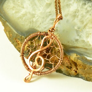 Treble Clef Pendant Hammered Pure Copper Wire Wrapped Handcrafted by ...
