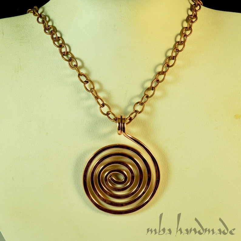 Hammered Pure Copper Spiral Pendant Handcrafted by Mba Handmade ...