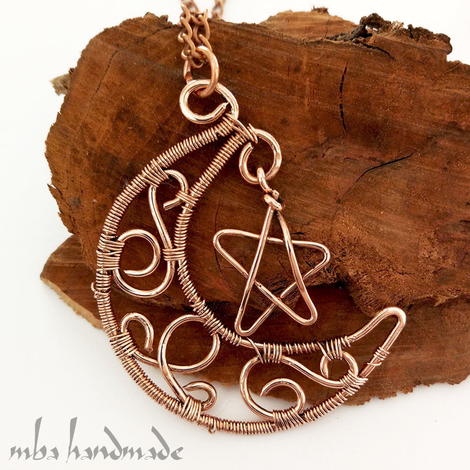 Crescent Moon Pure Copper Wire Wrapped Pendant Artisan - Etsy