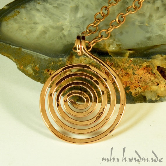 Hammered Pure Copper Spiral Pendant Handcrafted by Mba | Etsy