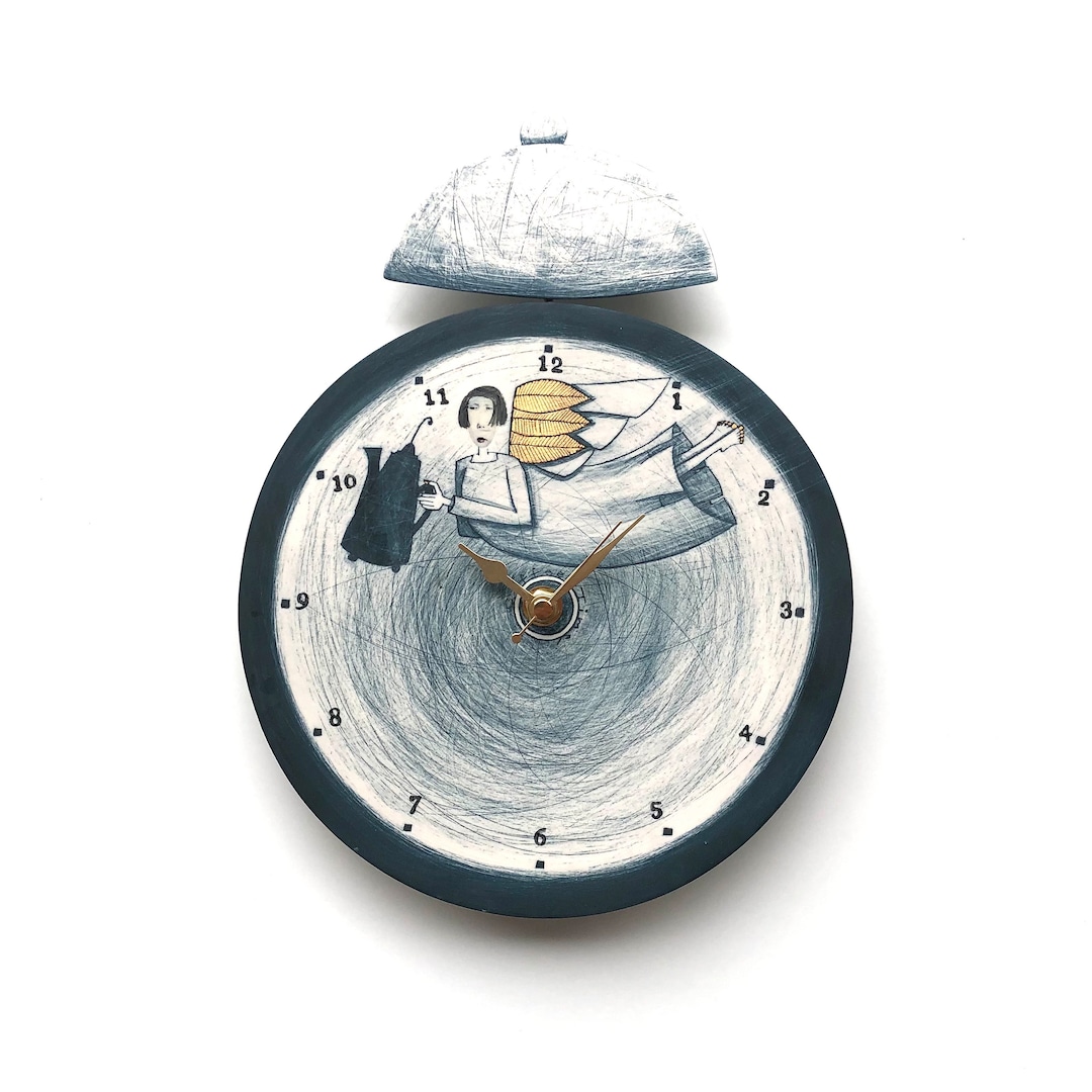The Coffee Angel Clock - Etsy