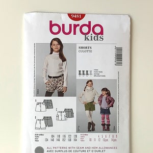 UNCUT Burda 9481 Sewing Pattern. Kids' and Juniors' Shorts Pattern ...