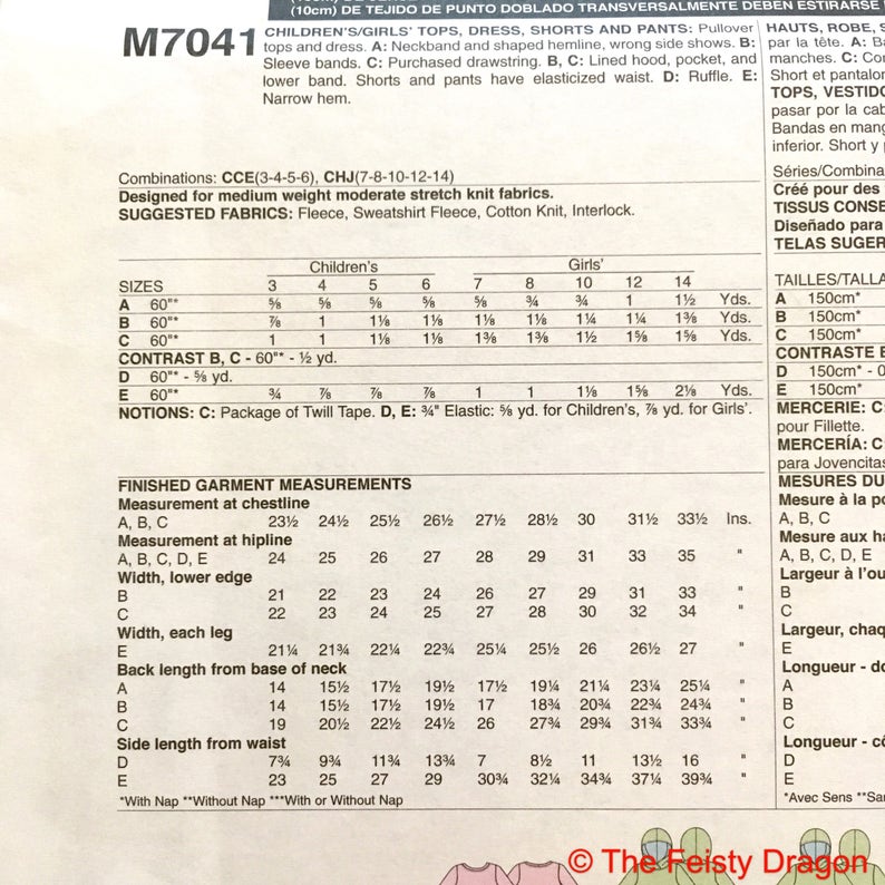 UNCUT Mccall's 7041 Sewing Pattern: Children's/ Girls' Tops, Dress ...