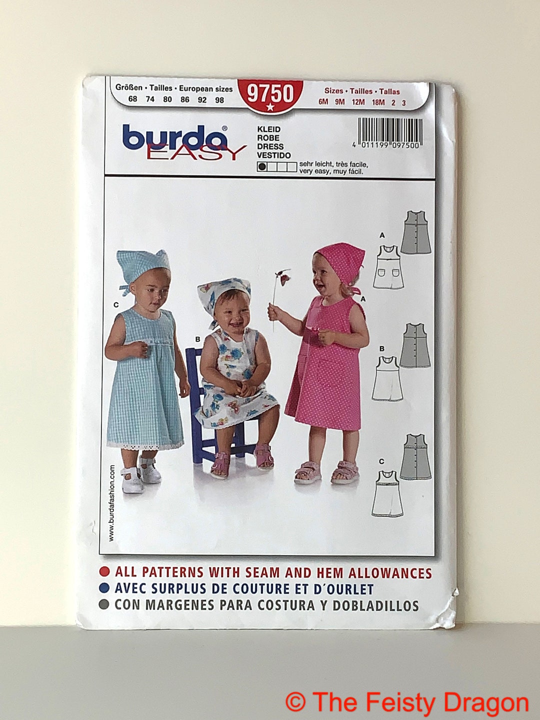 UNCUT Burda 9750 Sewing Pattern. Sizes 6M-3. Child, Girls' Flower Girl ...