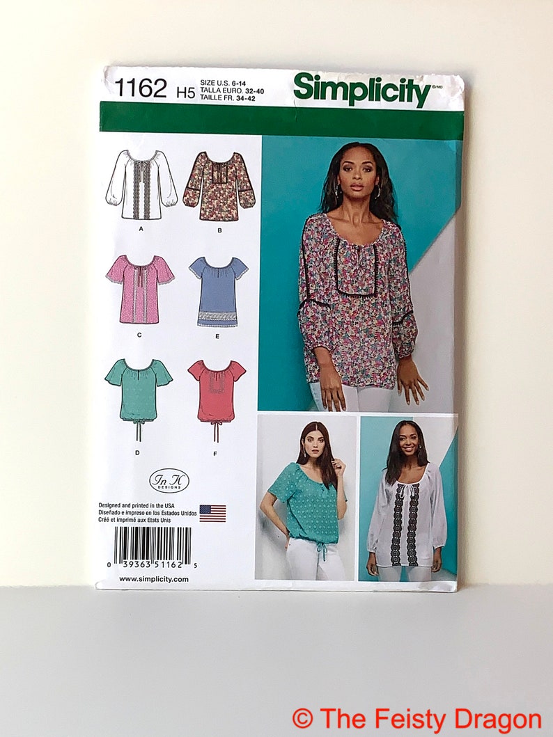 UNCUT Simplicity 1162 / S0841 Sewing Pattern. Misses' Blouse With ... UNCUT Simplicity 1162 / S0841 Sewing Pattern. Misses' Blouse With ...