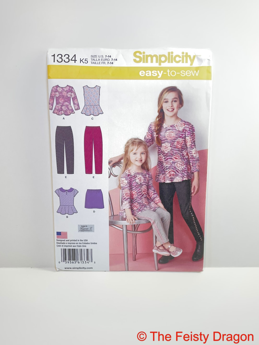 UNCUT Simplicity 1334 Sewing Pattern. Child's and Girls' Top, Mini Skirt, and Slim Pants. Outfit ...