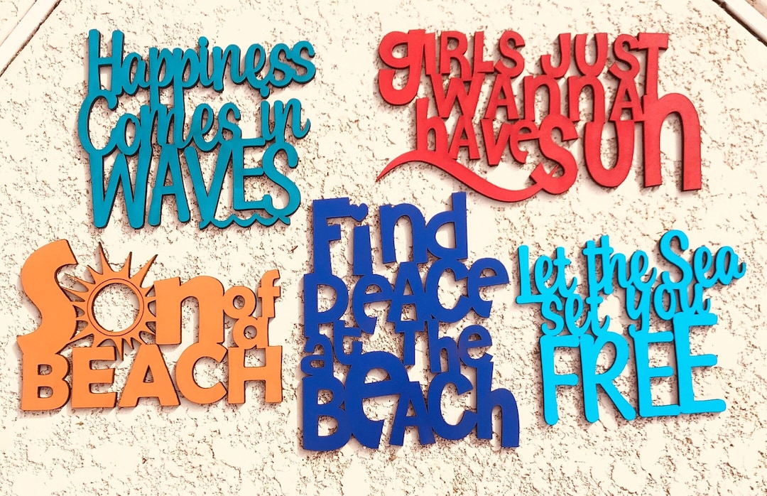 Digital File: 5 Beach Slogans Wall Decor Cutouts - Etsy