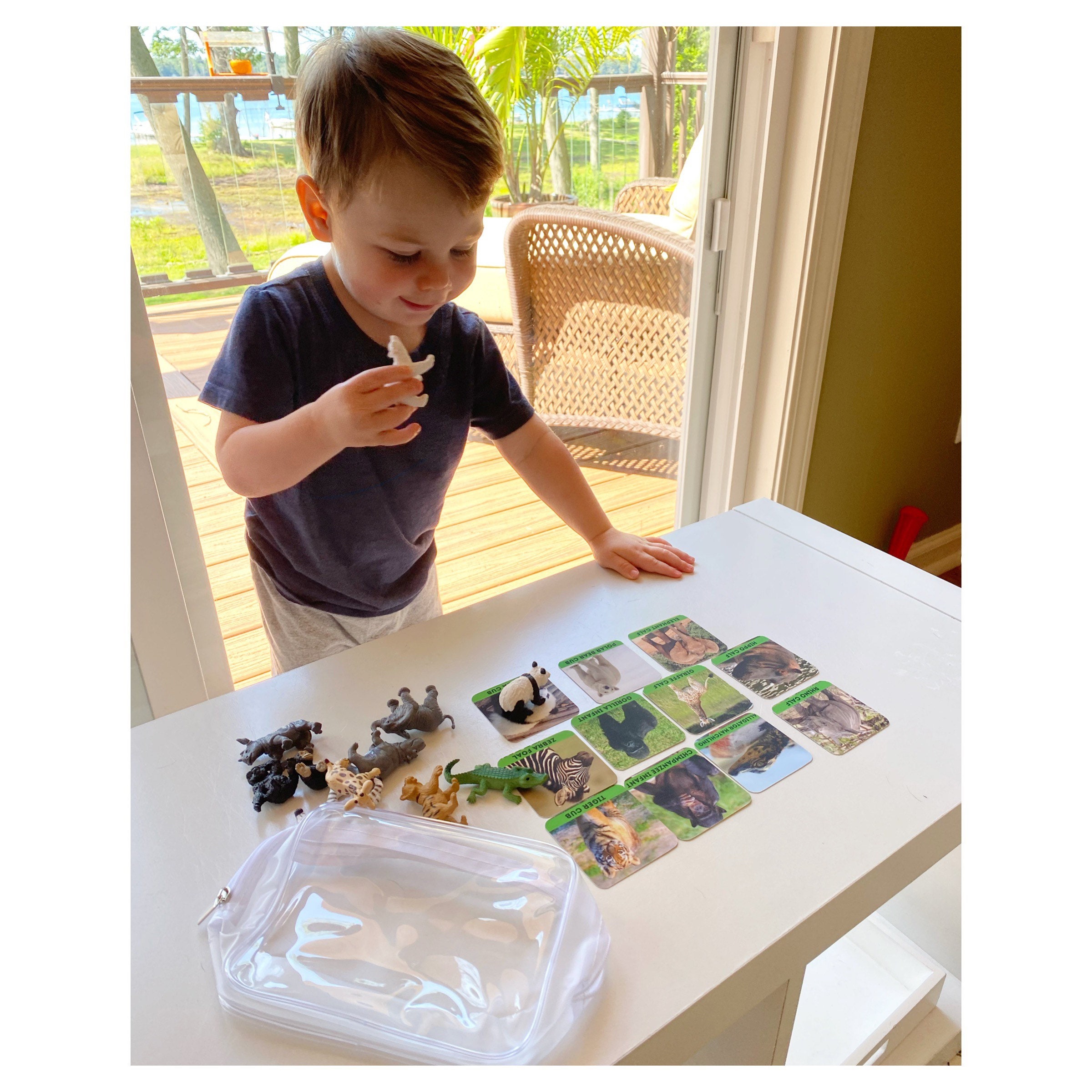 Zoo Animal Matching Game for Toddler With Montessori Style Flash Cards ...