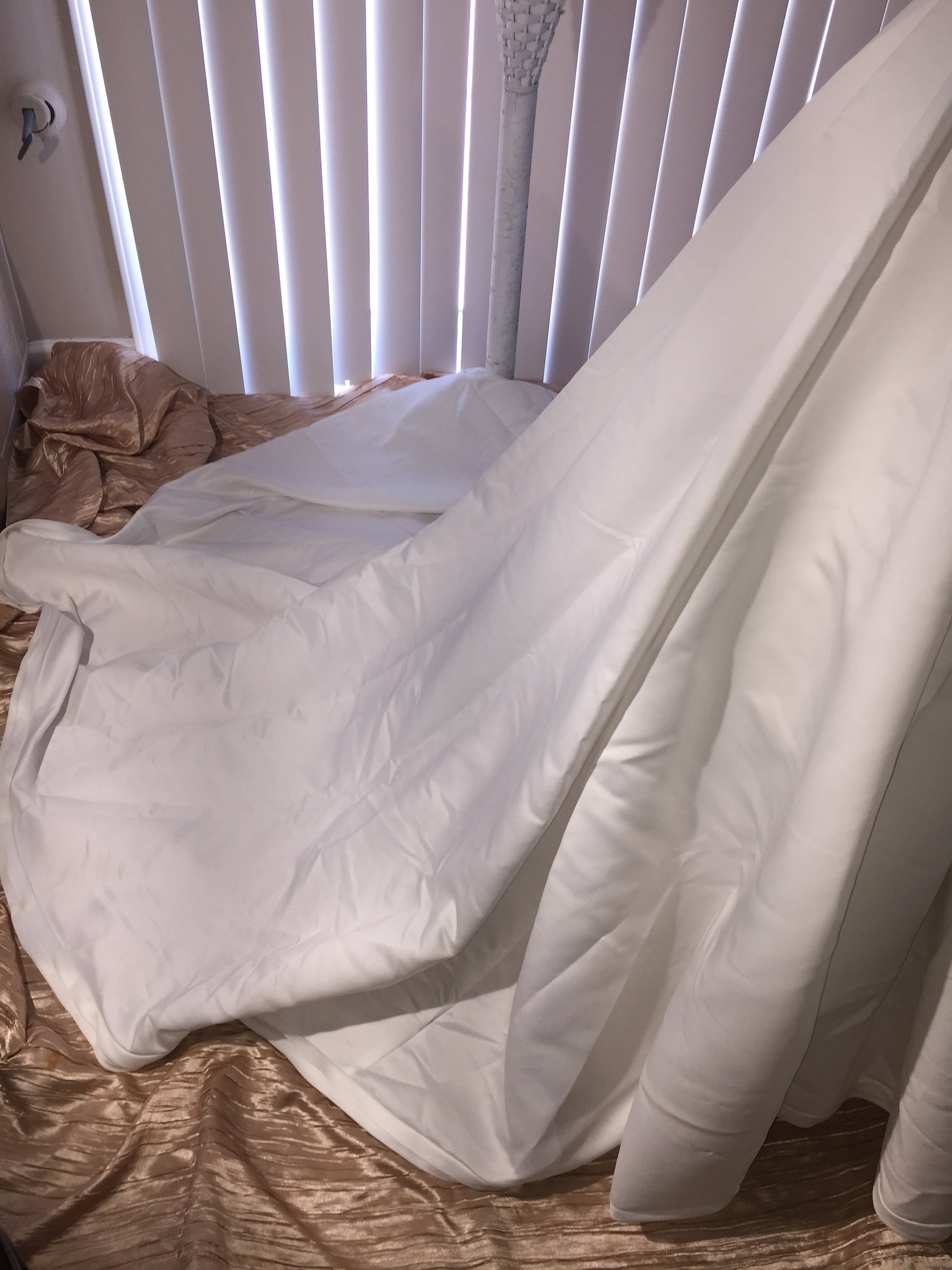 Elizabeth Chevron White Satin With Silver Embroidery 3 Pc. Wedding Gown ...