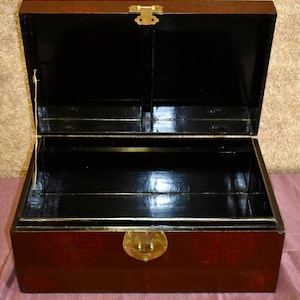 Vintage Asian Painted Lacquer Box - Etsy