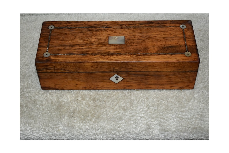 Antique Rosewood Rectangular Trinket Box W/mother of Pearl Inlay - Etsy