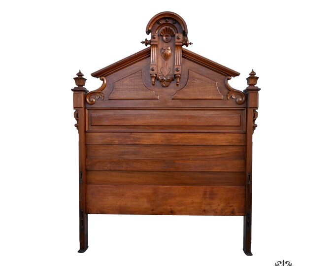 Antique Victorian Eastlake Style Craved Walnut High Back Headboard for ...
