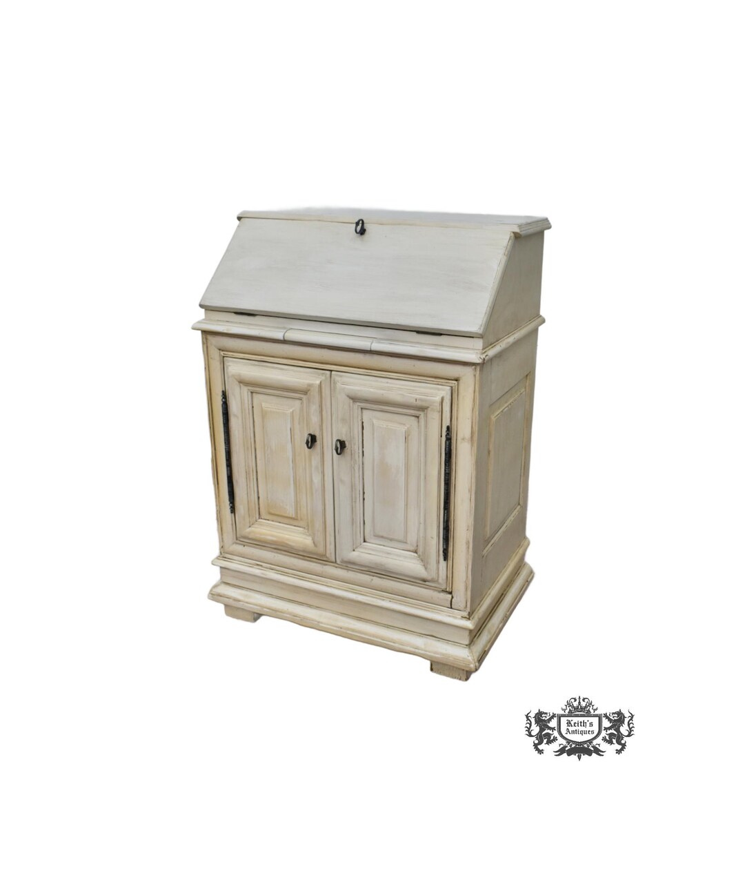 Vintage Venetian Style Distressed Antique White Slant Front Desk - Etsy