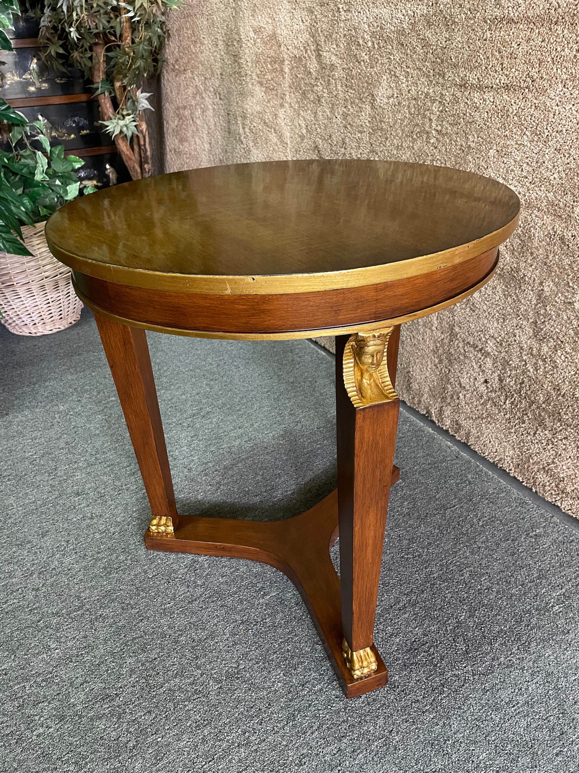 Vintage Round Eqyptian Revival Empire Style Accent Table | Etsy