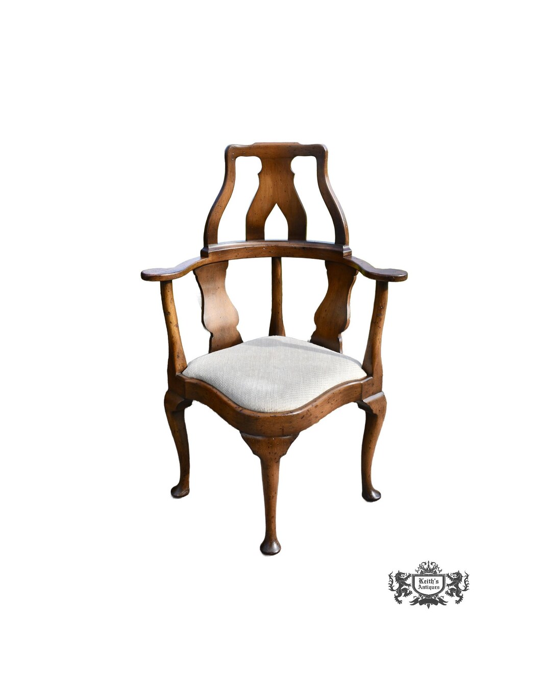 Antique Unique High Back Queen Anne Style Corner Chair Distressed ...