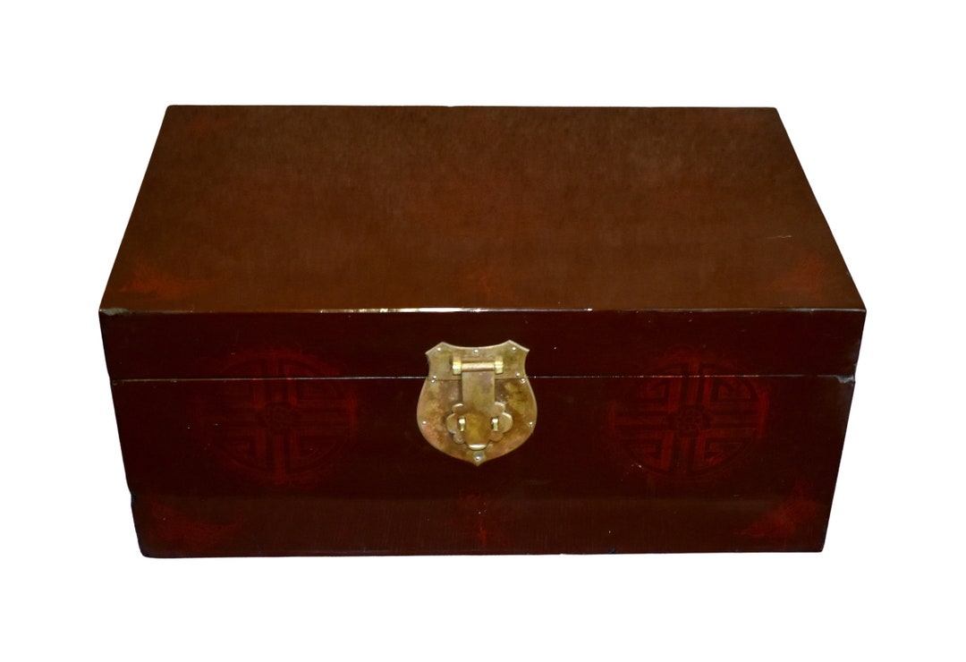 Vintage Asian Painted Lacquer Box - Etsy