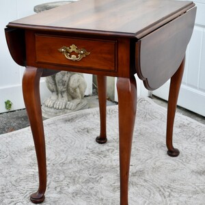 Vintage Statton Queen Anne Style Solid Cherry Drop Leaf Side Table W/drawer - Etsy