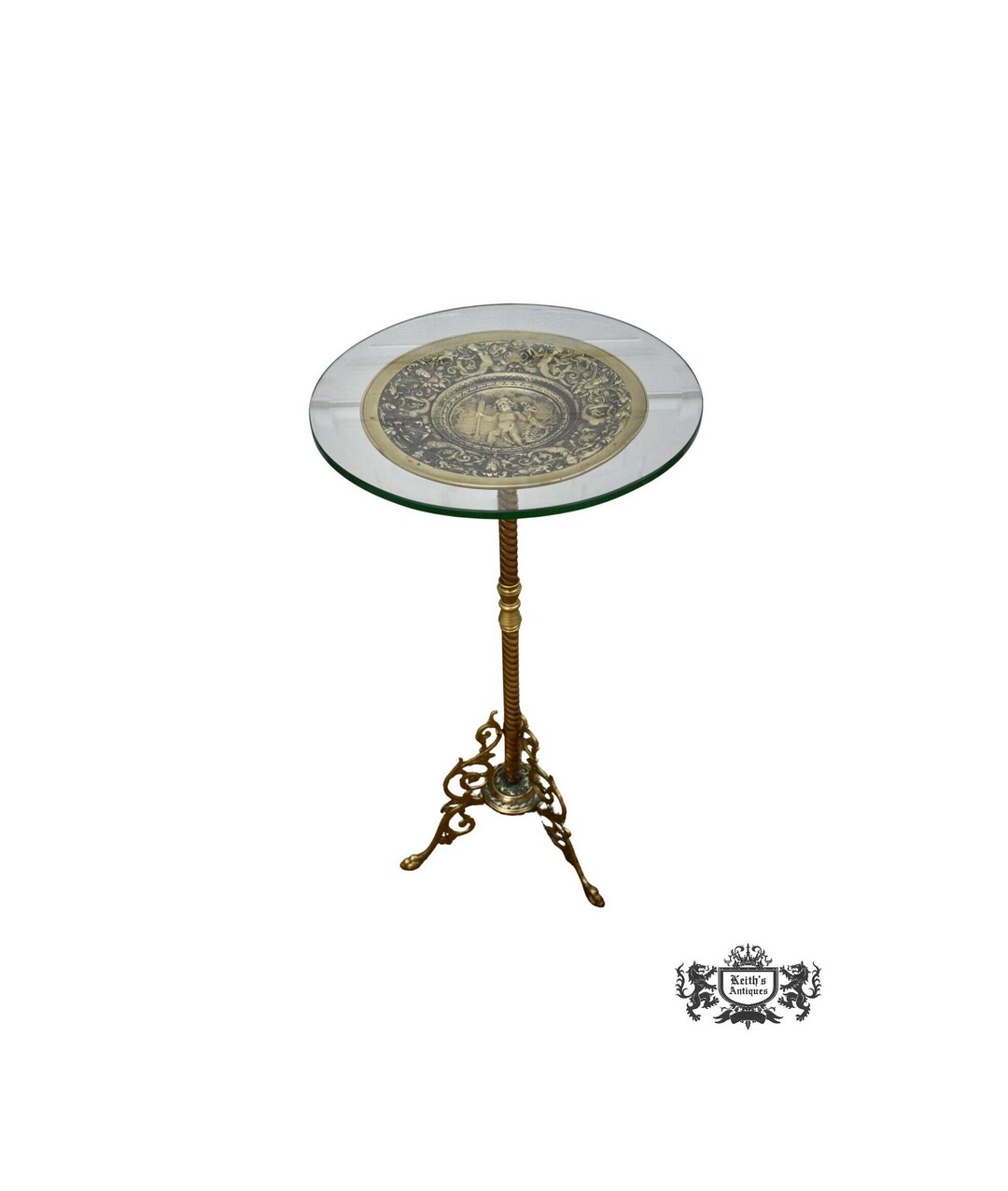 Antique Ornate Brass Victorian Renaissance Revival Style Glass Top ...