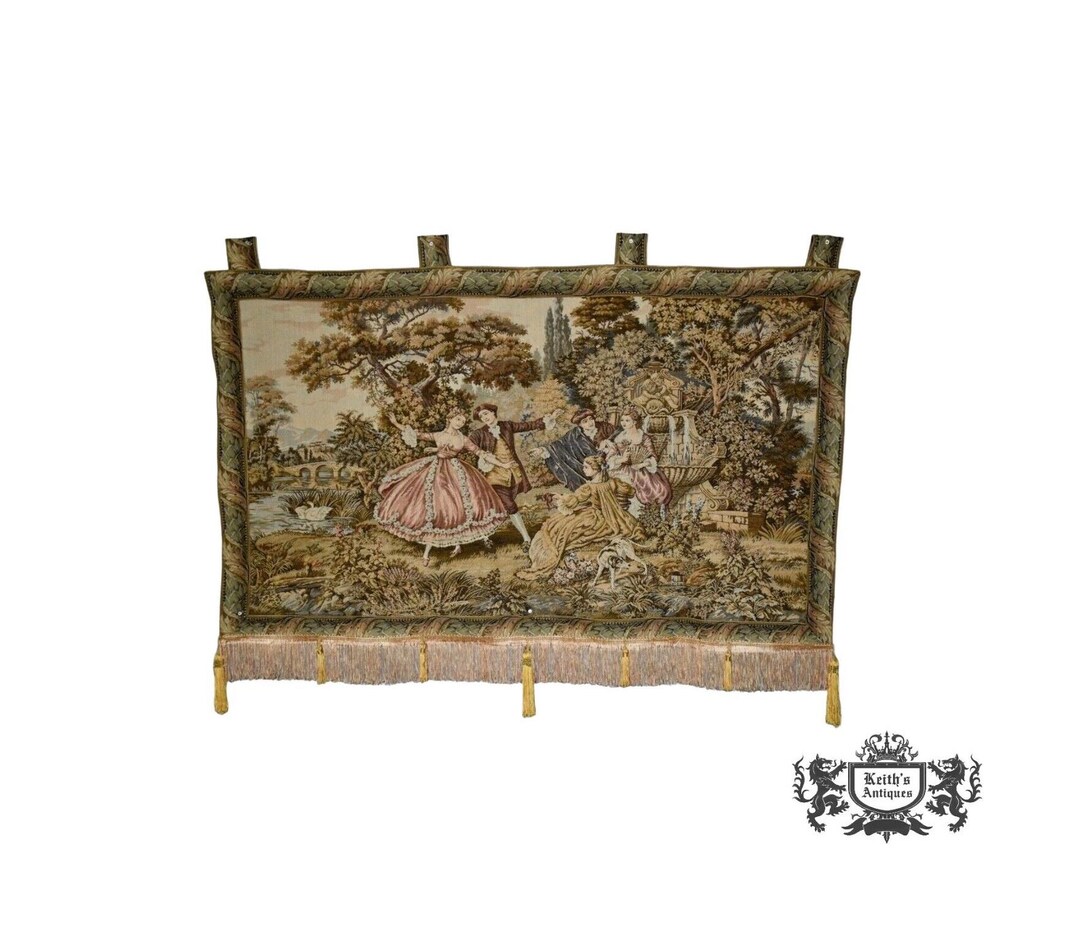 Vintage French Style Tapestry Wall Hanging W/fringe & Tassels - Etsy