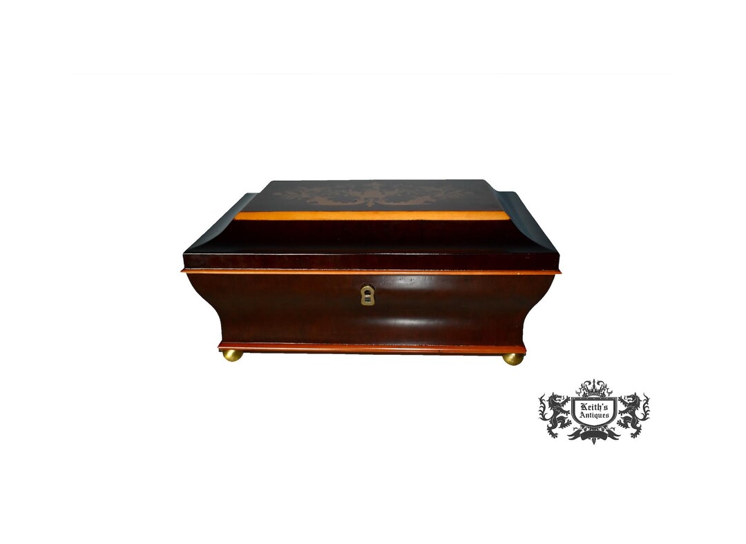 Vintage Bombay Shaped Two Tone Inlaid Jewelry Box W/fitted Interior - Etsy