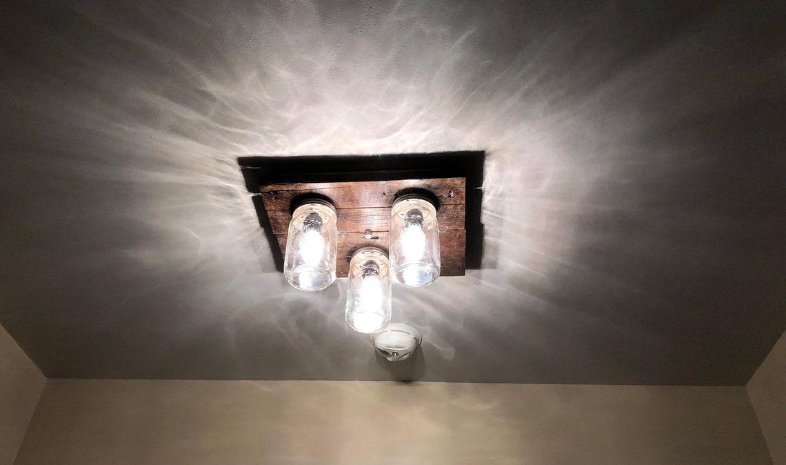 Rustic Barnwood Mason Jar Hallway Light. - Etsy
