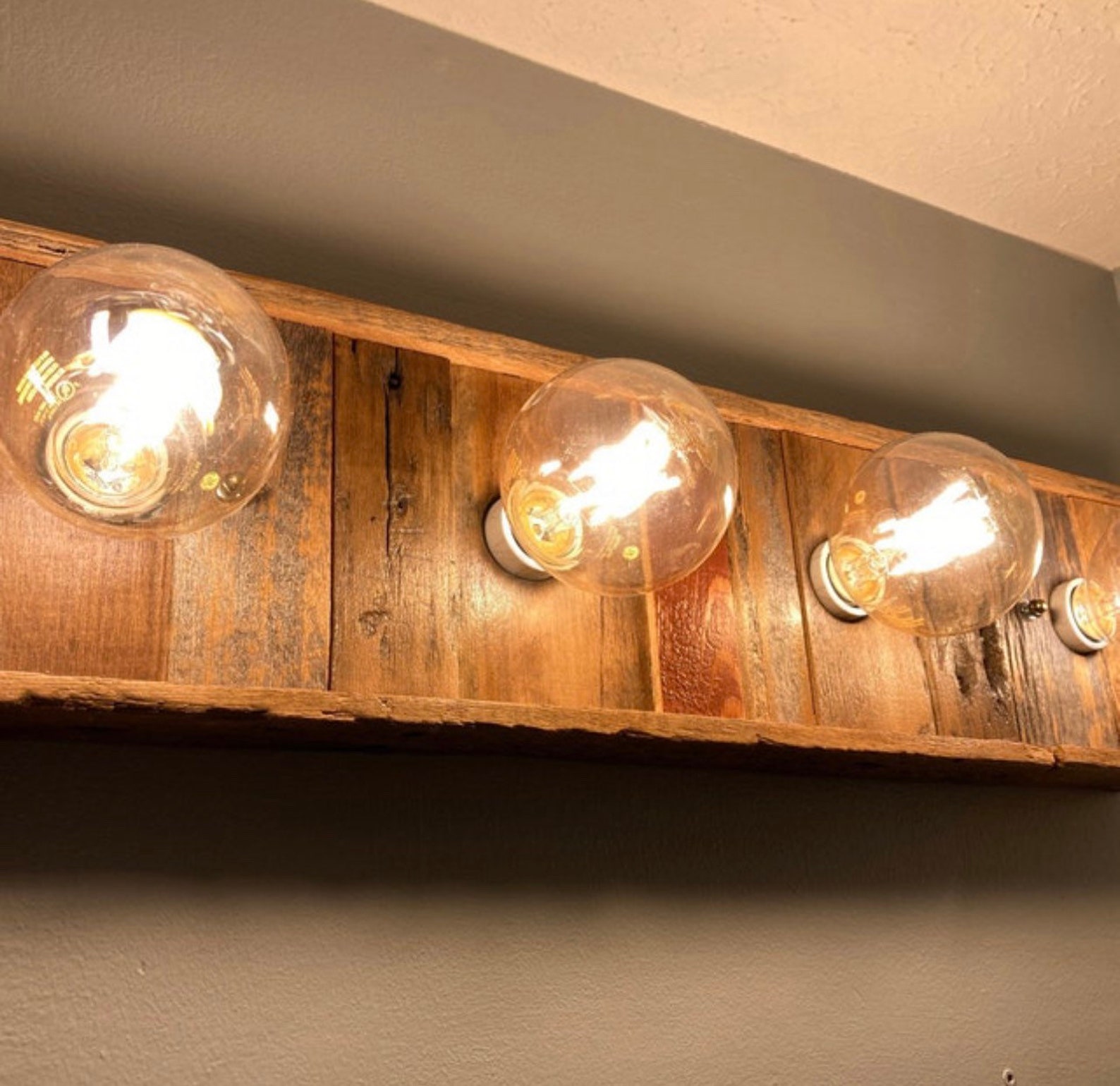 The PATCHWORK Barn Wood Bathroom Vanity Light - Etsy