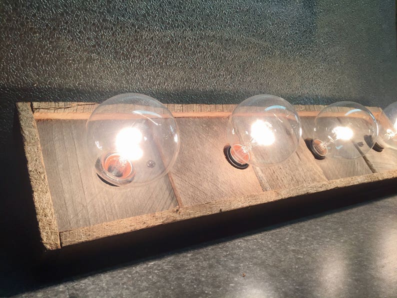 The PATCHWORK Barn Wood Bathroom Vanity Light - Etsy