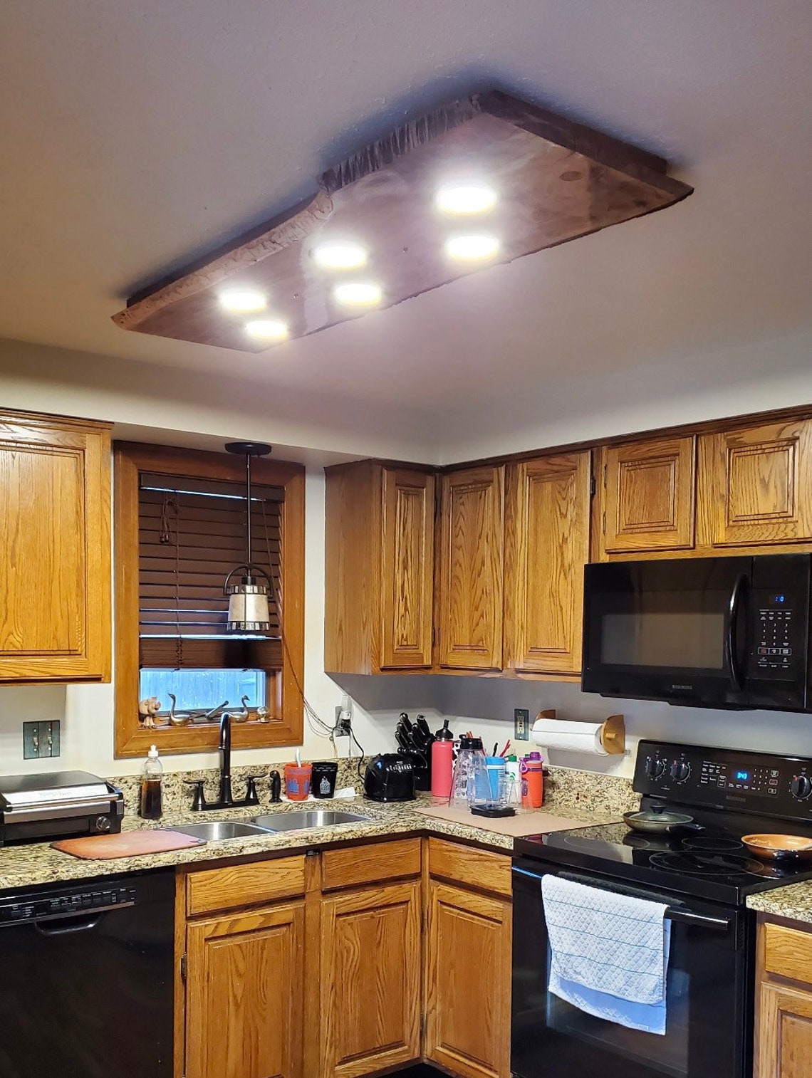 The MITCH Recessed LED Live Edge Wood Chandelier - Etsy