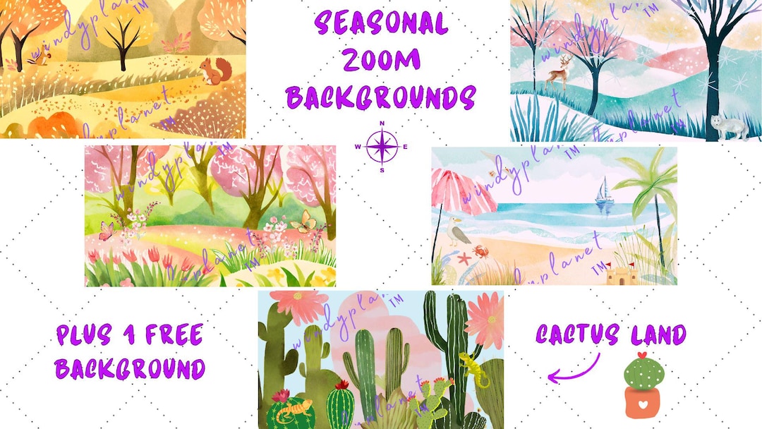 Seasonal ZOOM Backgrounds all of the 4 Seasons 1 Desert Cactus Scene - Etsy