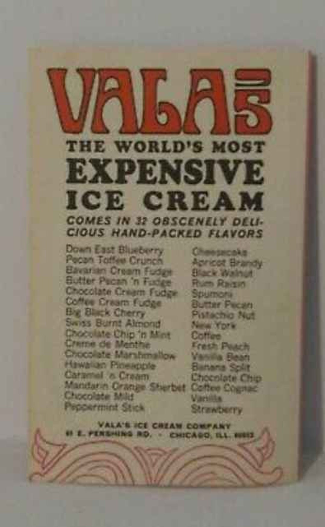 Vintage 1950's Chicago Vala's World's Most Expensive Ice Cream Flyer - Etsy