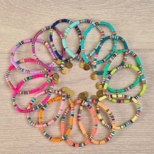 Stacking Heishi Bracelets Gold Heishi Disc Beaded Bracelet - Etsy