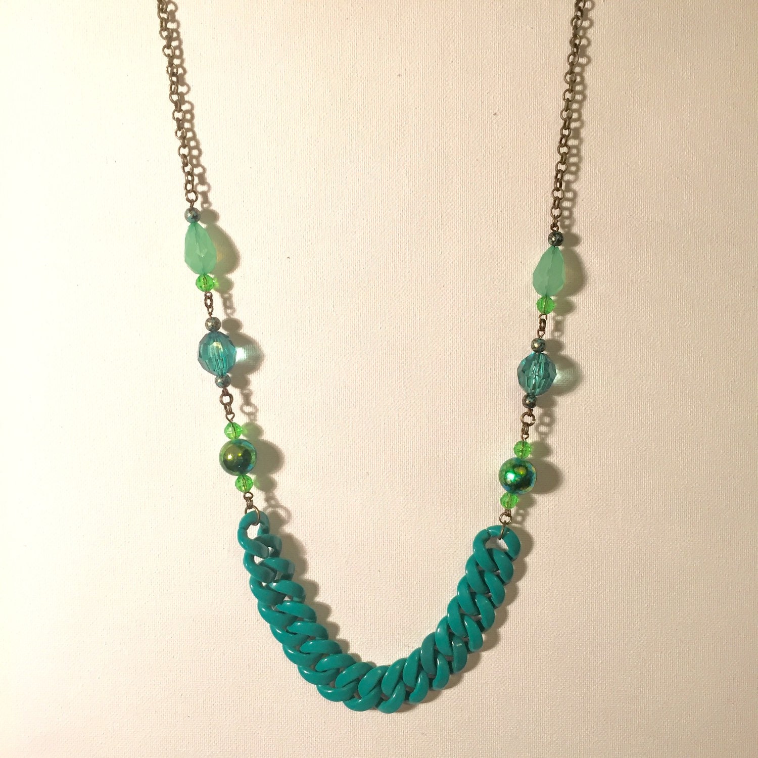 Long Repurposed Funky Necklace // Chunky Chain Long Necklace - Etsy