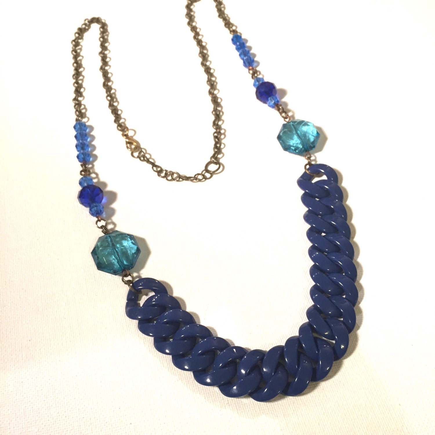 Long Repurposed Funky Necklace // Chunky Chain Long Necklace - Etsy
