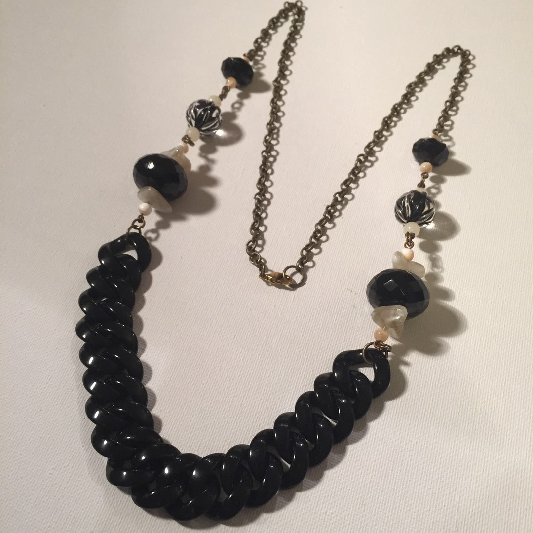Long Repurposed Funky Necklace // Chunky Chain Long Necklace - Etsy