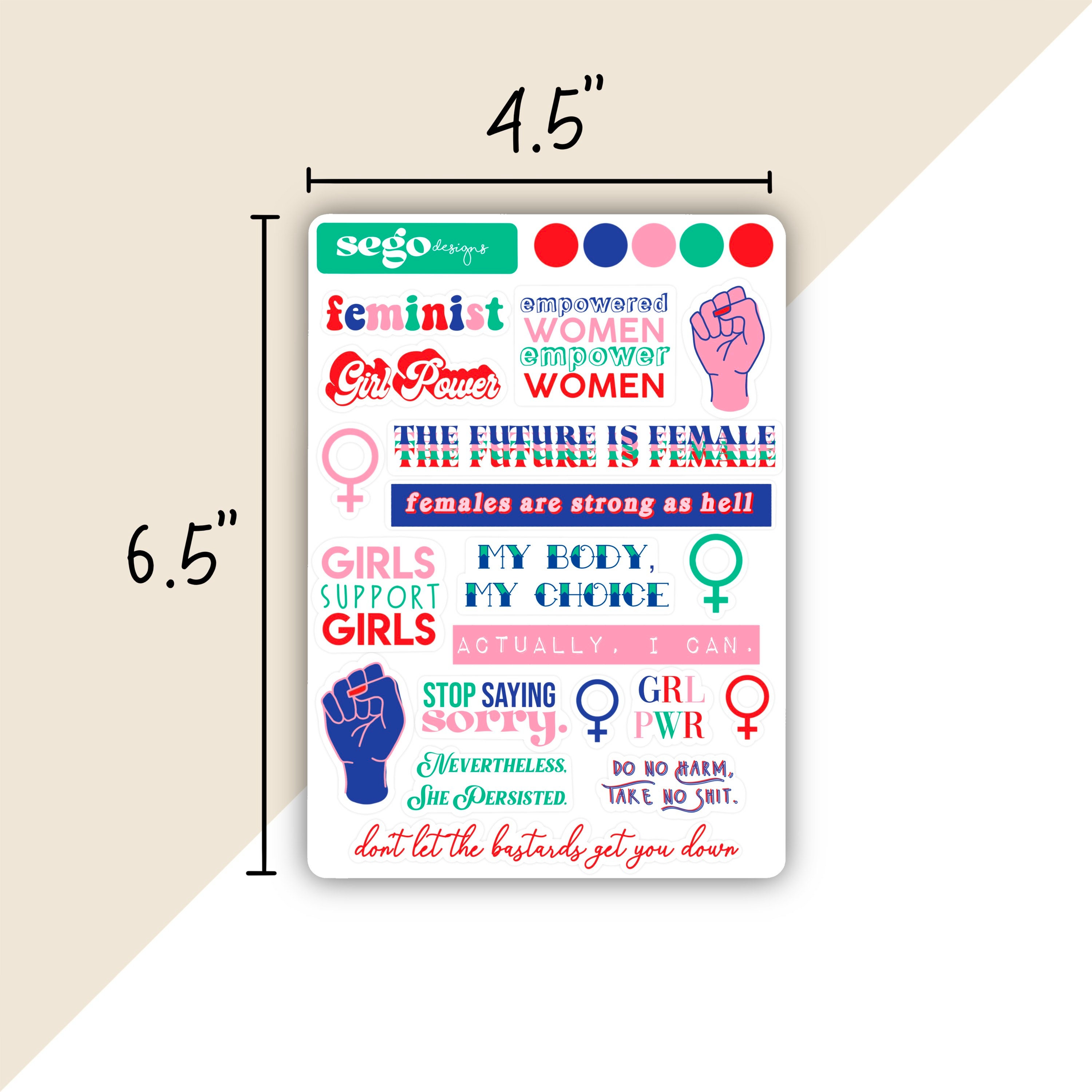 Feminist Stickers Sheet Feminist Quotes Stickers Pastel | Etsy