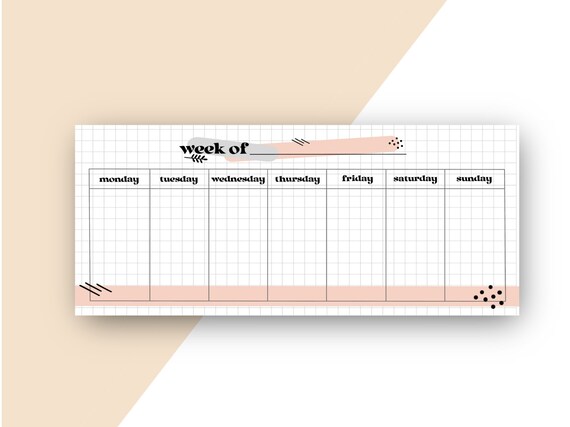 Weekly planner notepad minimal week planner weekly planner | Etsy