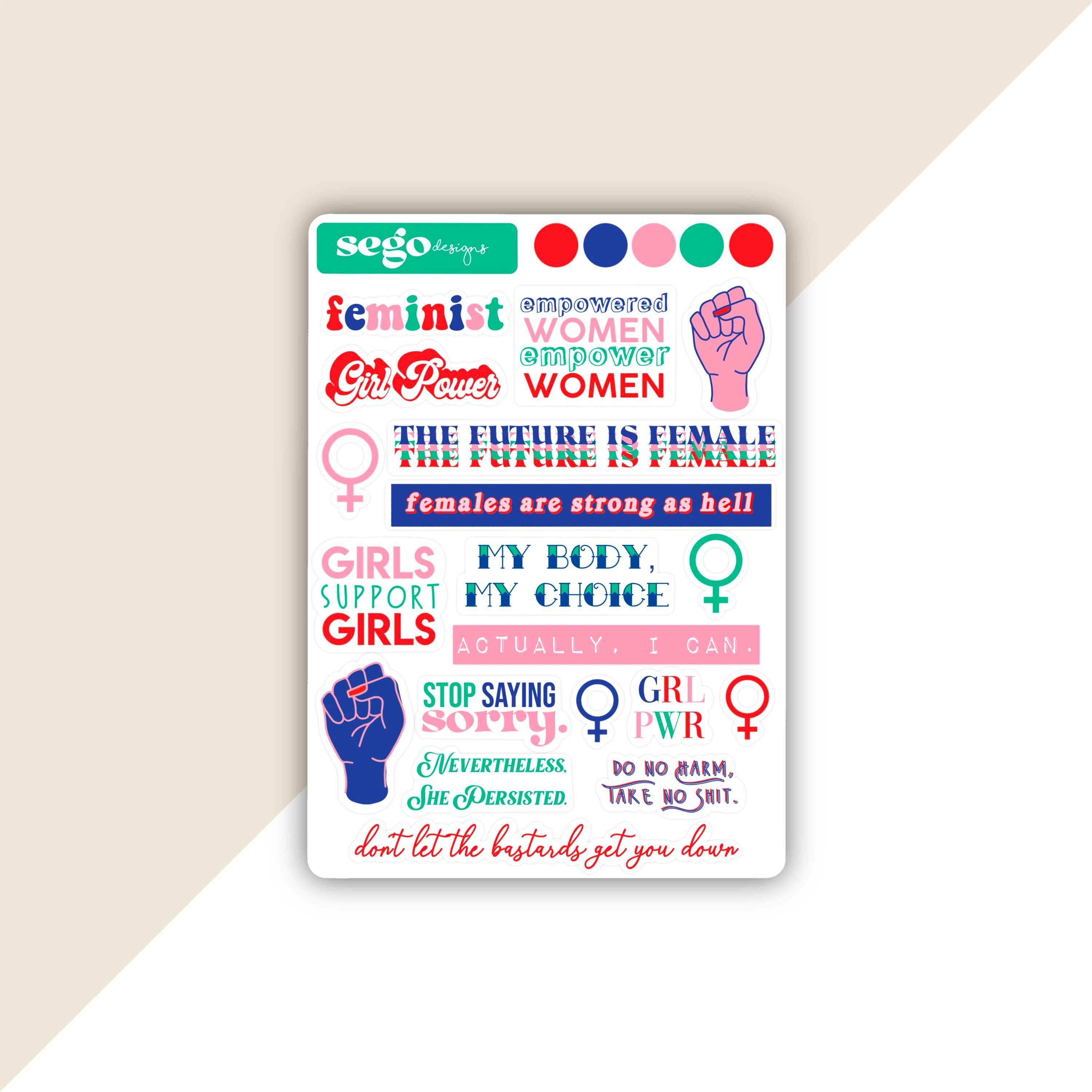 Feminist Stickers Sheet Feminist Quotes Stickers Pastel | Etsy