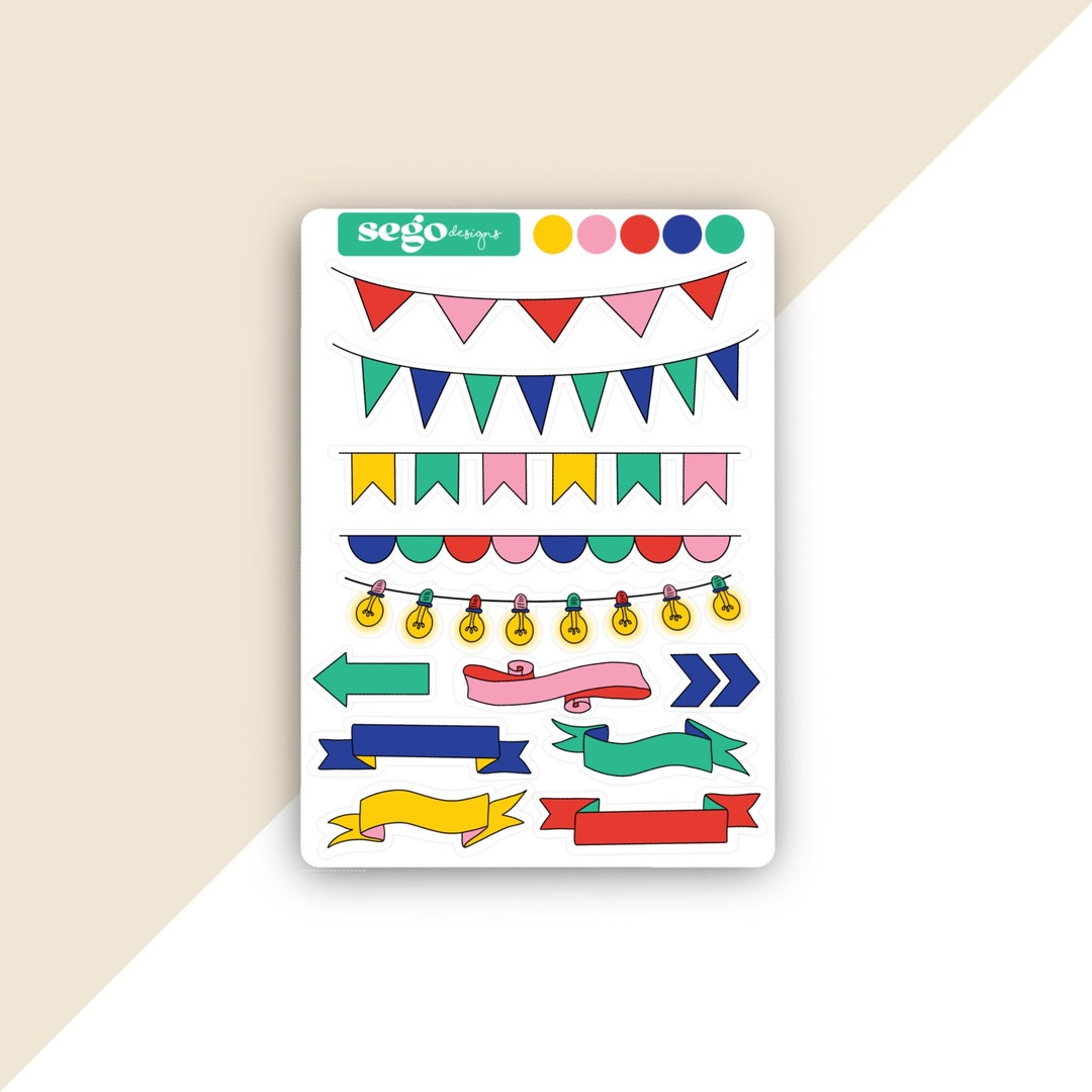 Banner Planner Stickers, Planner Stickers, Bright Planner Stickers ...