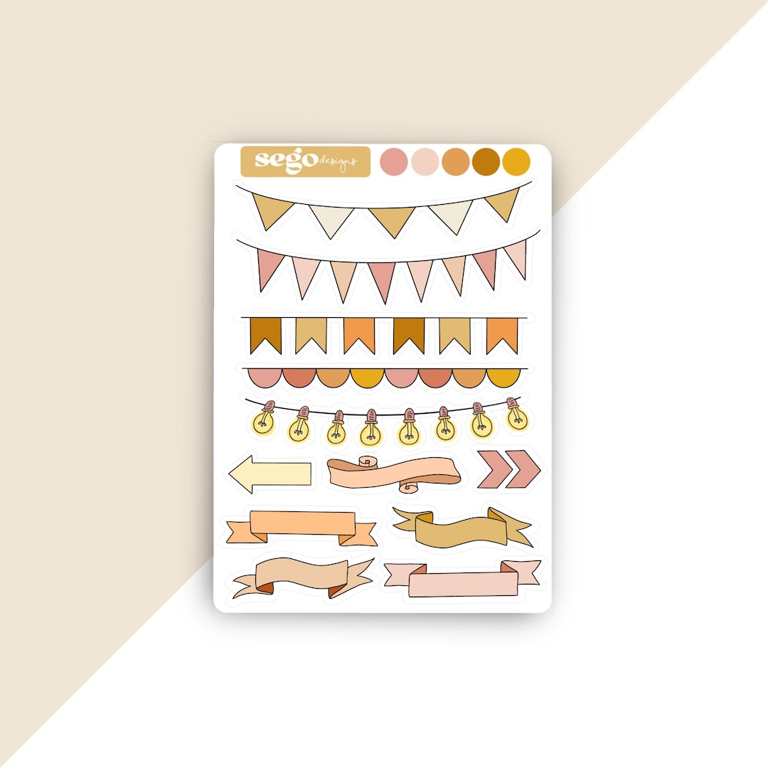 Banner Planner Stickers, Planner Stickers, Pink Planner Stickers ...