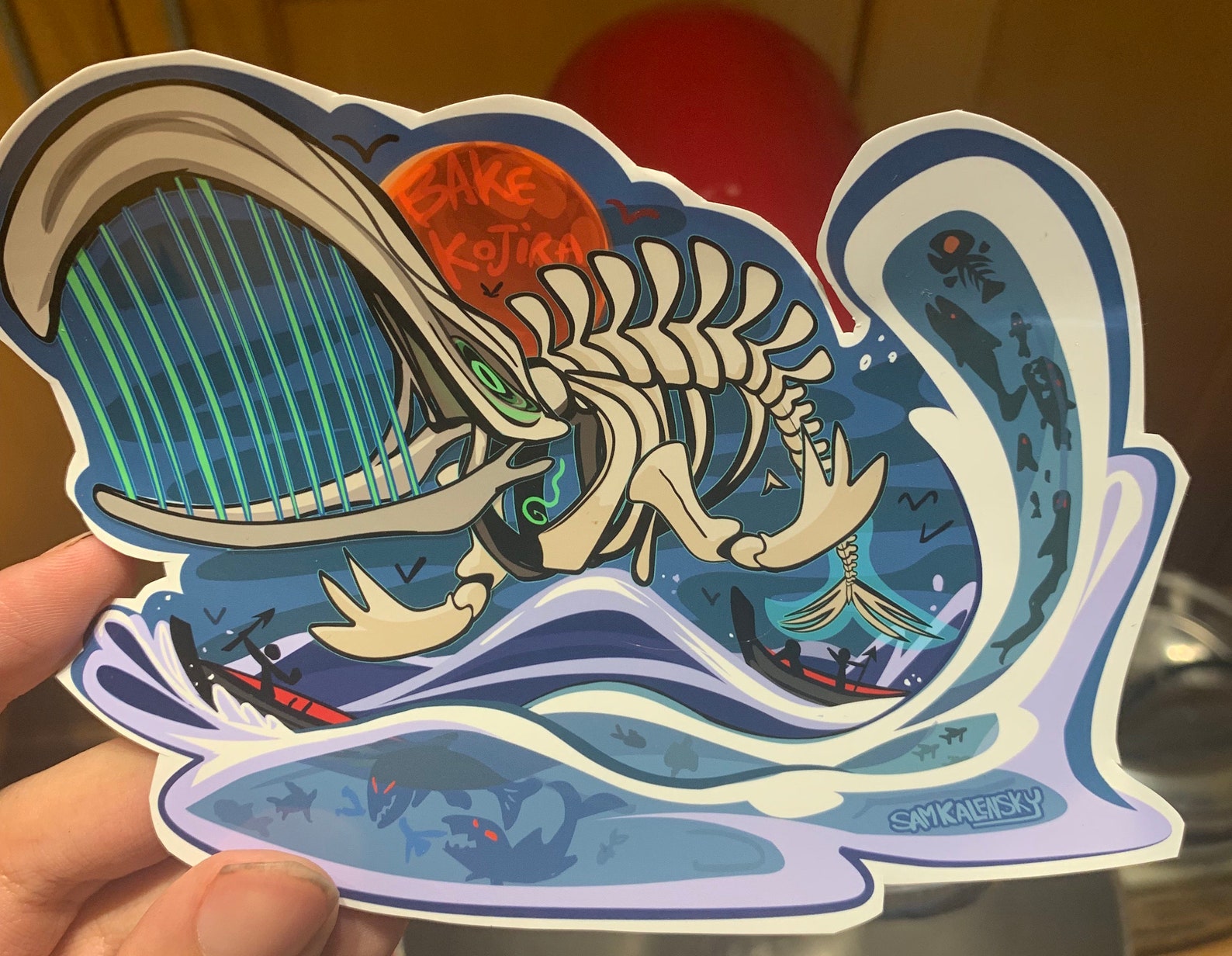 Bake Kujira - Ghost Bone Whale - Yokai Sticker - Etsy