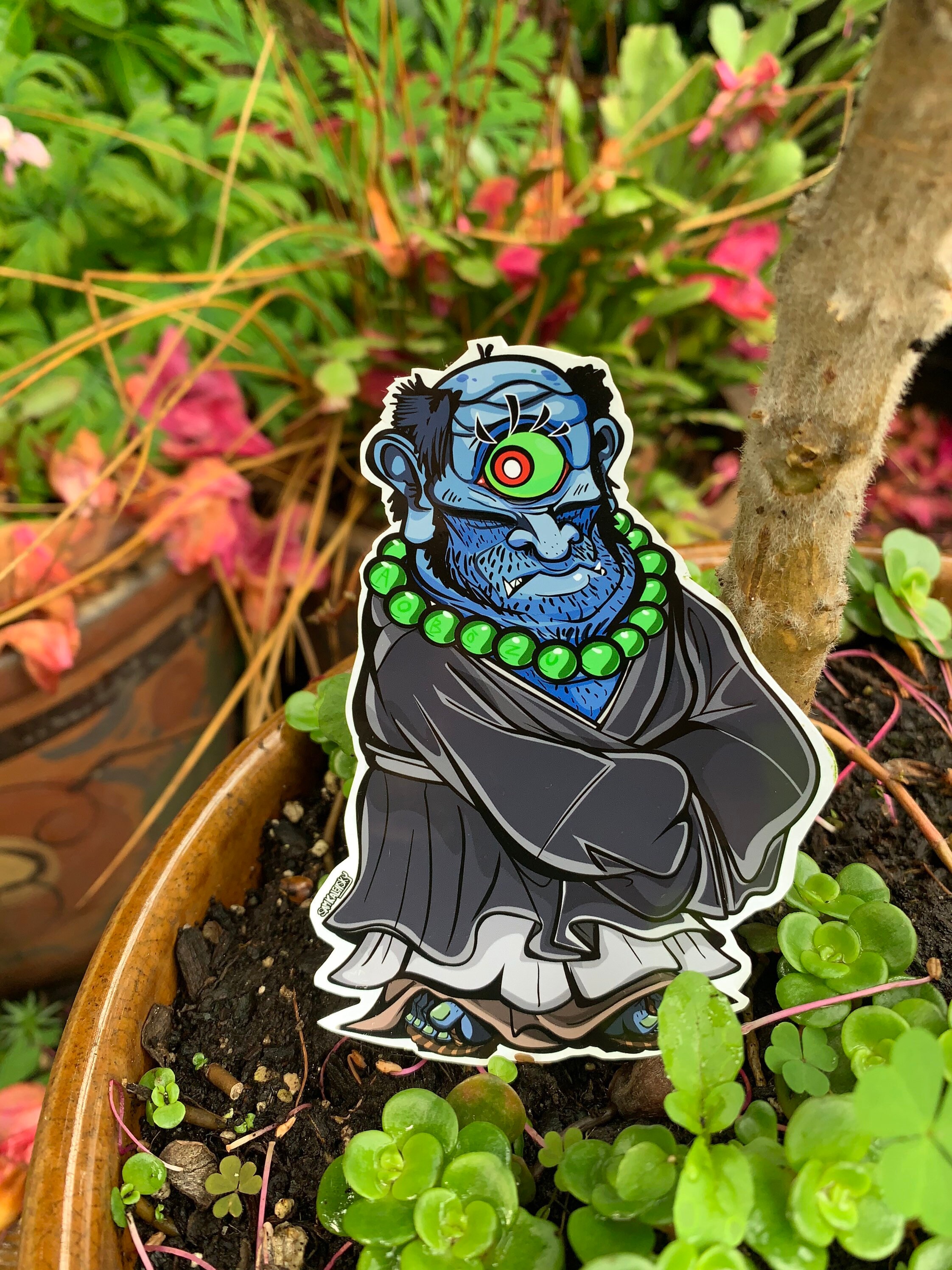 Ao Bozu - Blue Monk - Cyclops Yokai Sticker - Etsy Canada